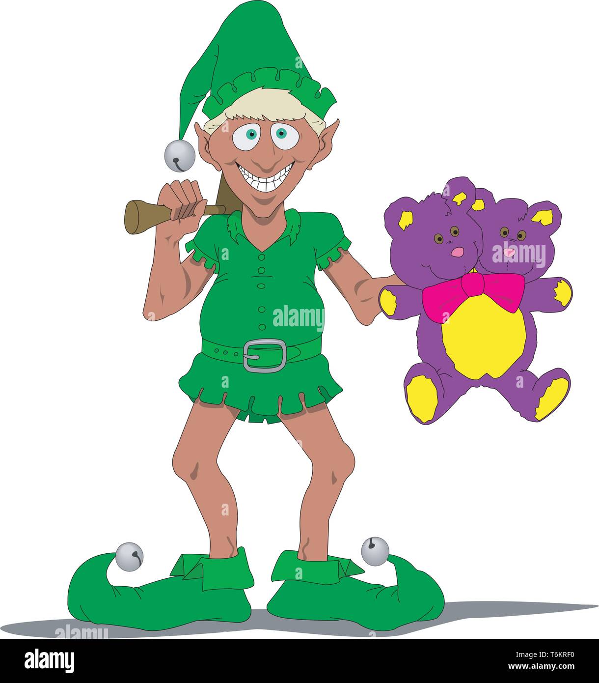 Santas Elf Vector Cartoon Illustration Stock Vector Image And Art Alamy