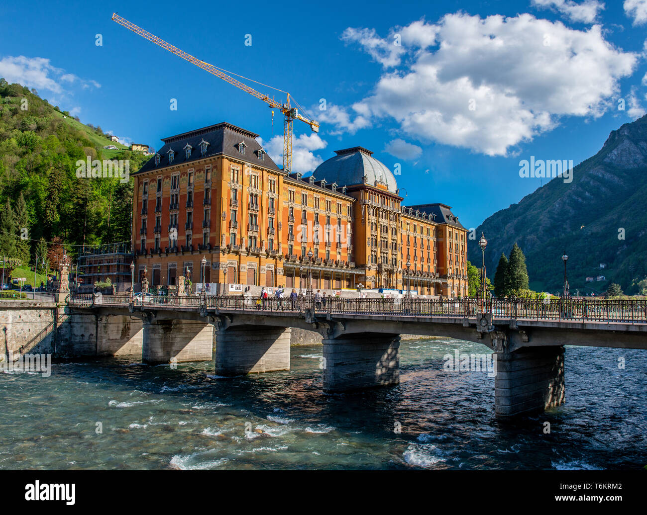San Pellegrino Terme Italy 28 April 2019: Restructuring of an old ...