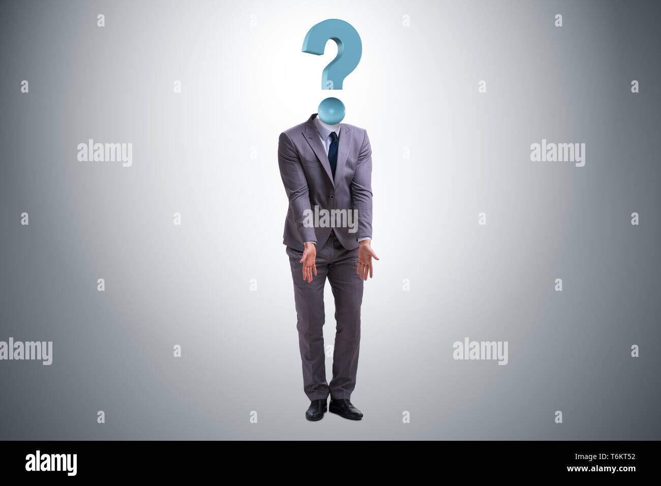 Businessman with question mark instead of his head Stock Photo - Alamy