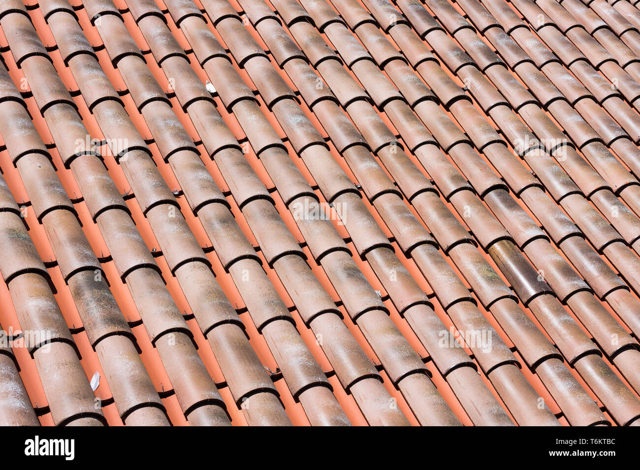 Closeup of many red clay roof tiles Stock Photo - Alamy