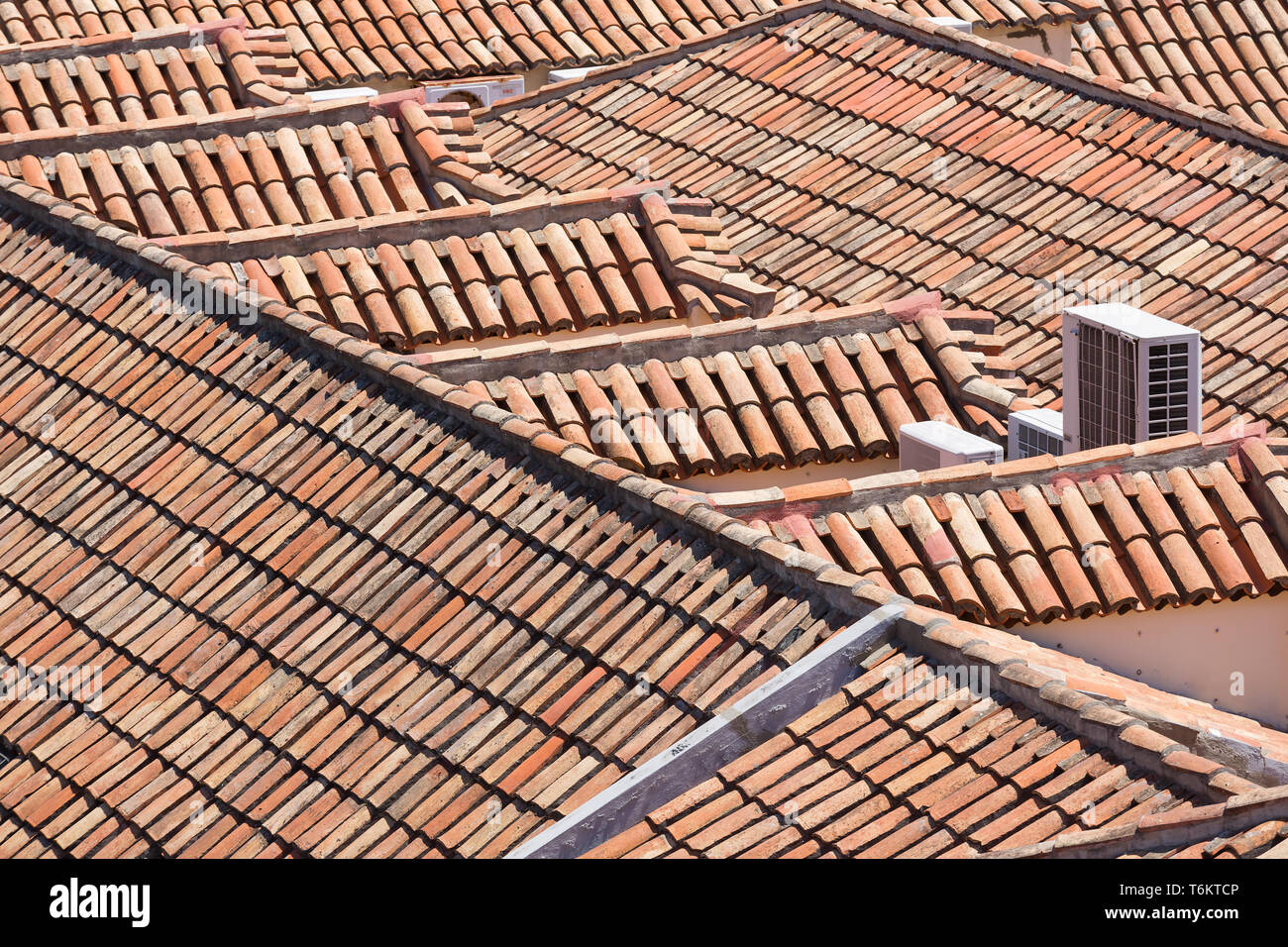 Aerial view of red tile roofs Stock Photo - Alamy