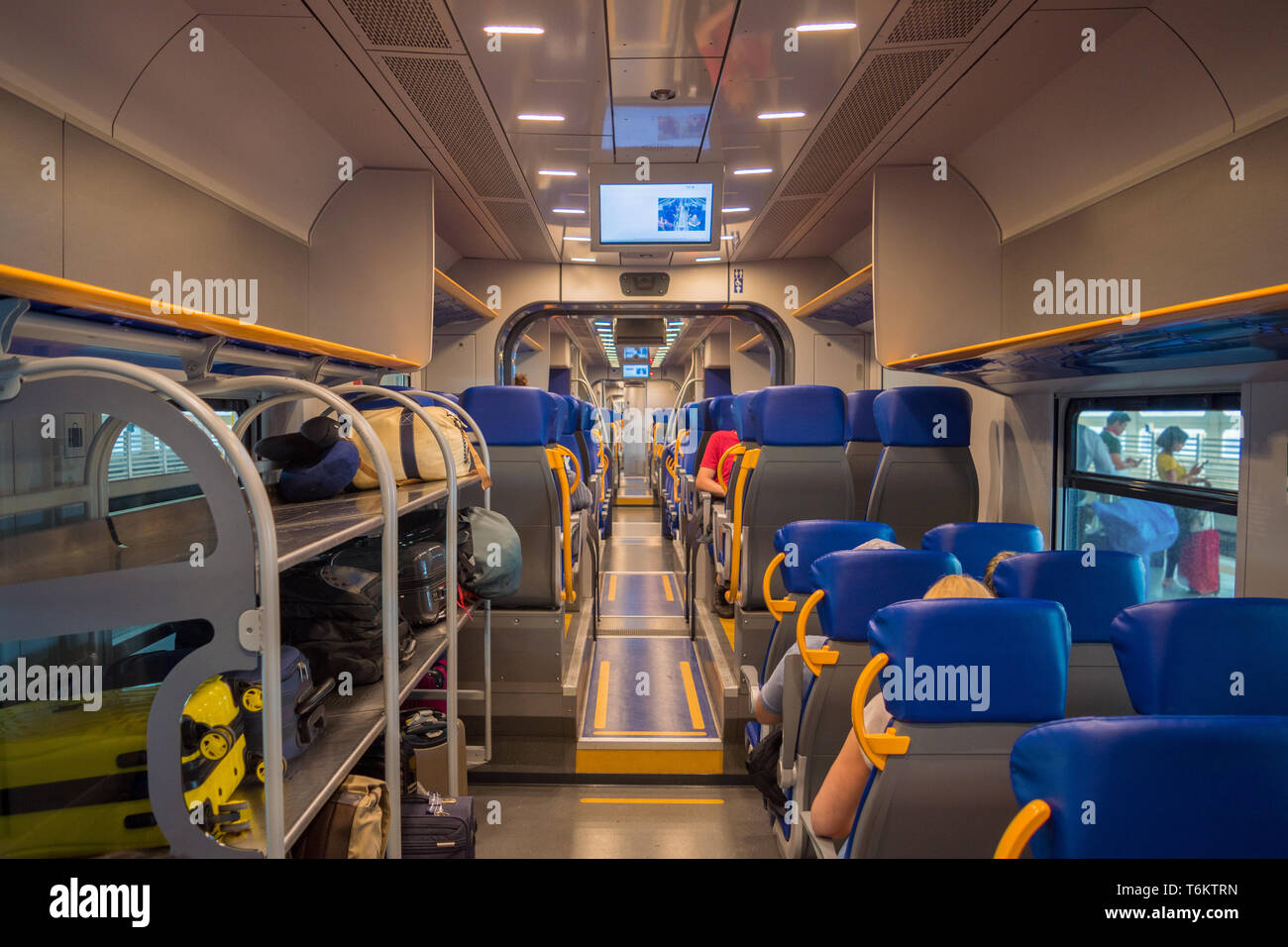 Internal area of a train wagon in Rome - Italy Stock Photo - Alamy