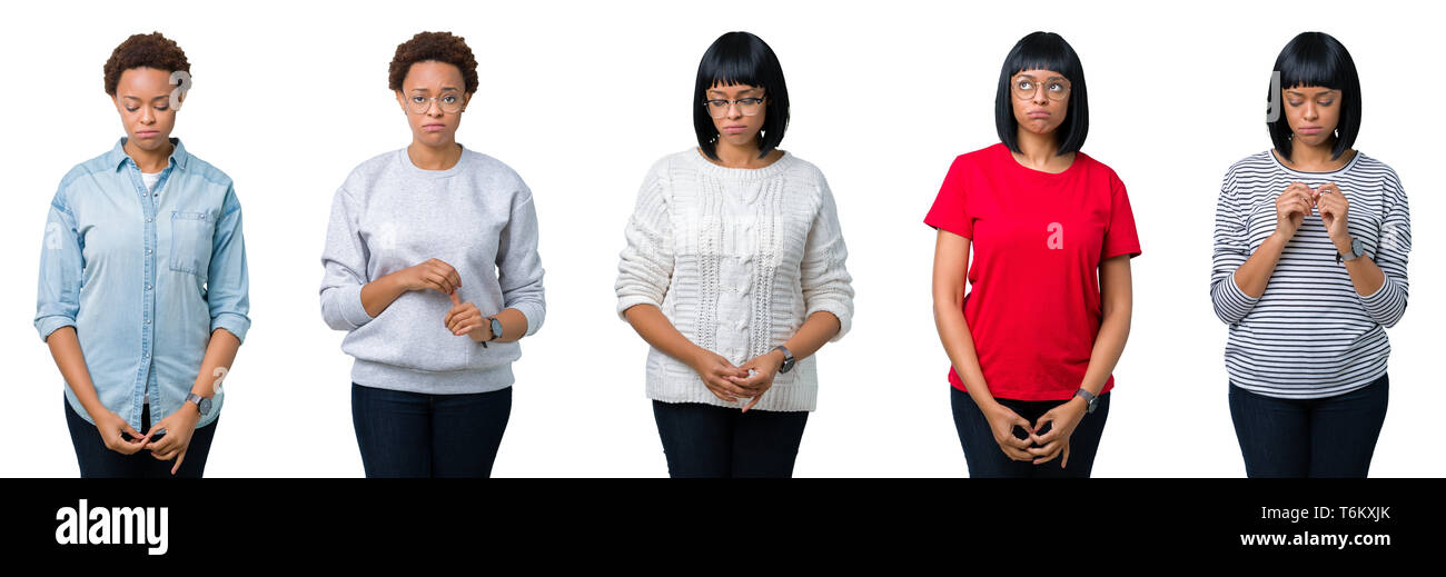 Young african american woman with afro hair over isolated background ...
