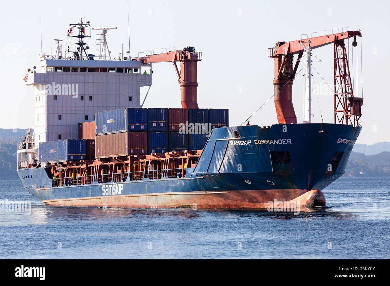 General cargo and container vessel Samskip Commander at Byfjorden ...