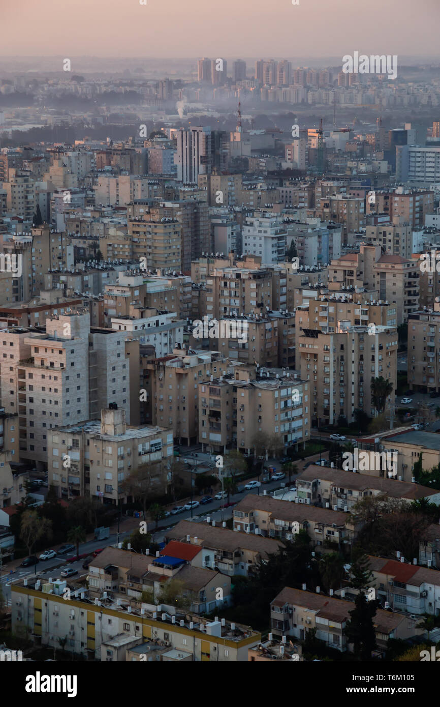 Aerial view of a residential neighborhood in a city during a vibrant ...
