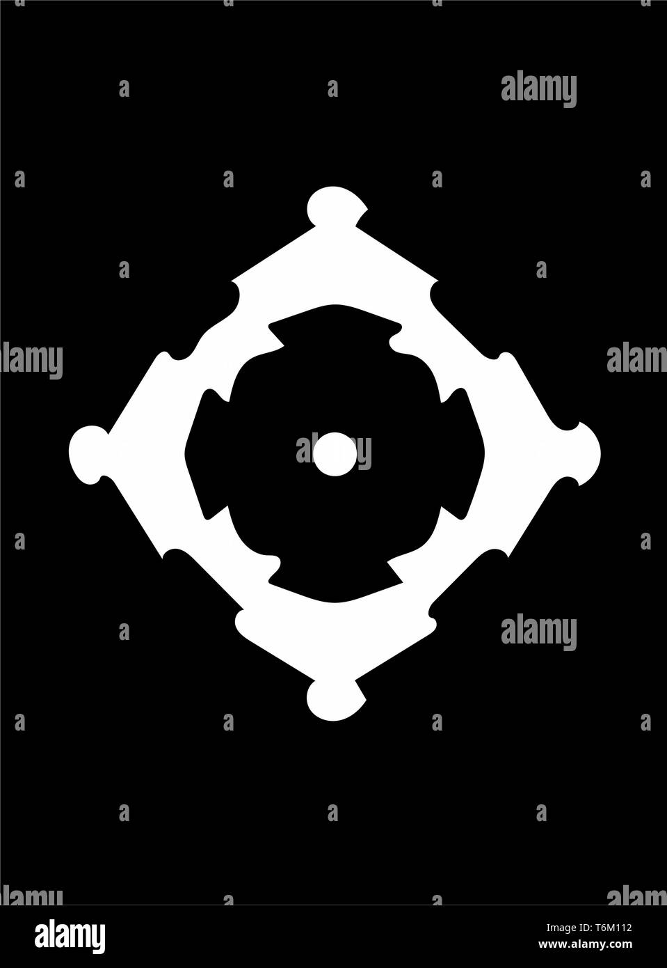 Ornate abstract white symbol on black background Stock Photo - Alamy