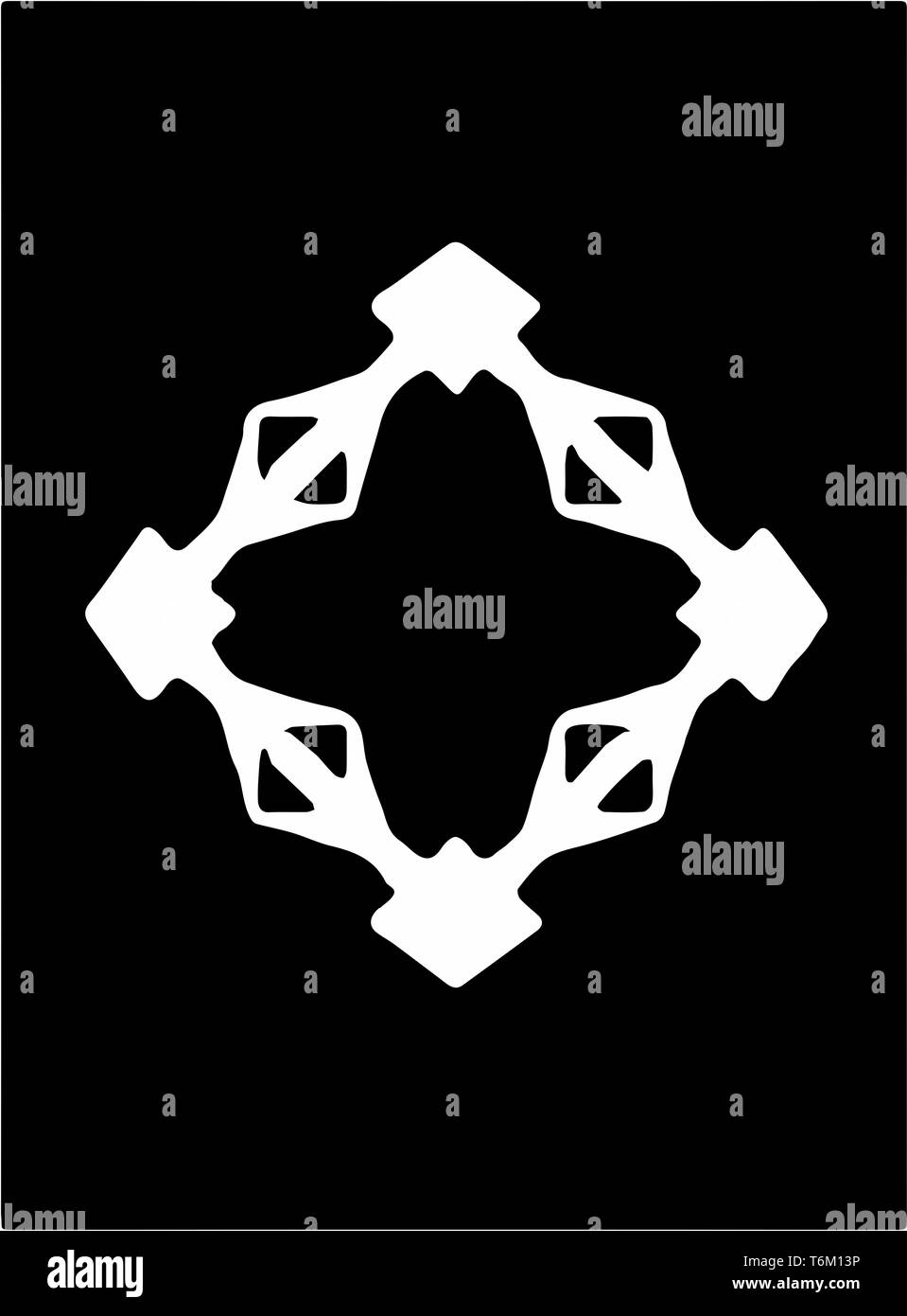 Ornate abstract white symbol on black background Stock Photo - Alamy
