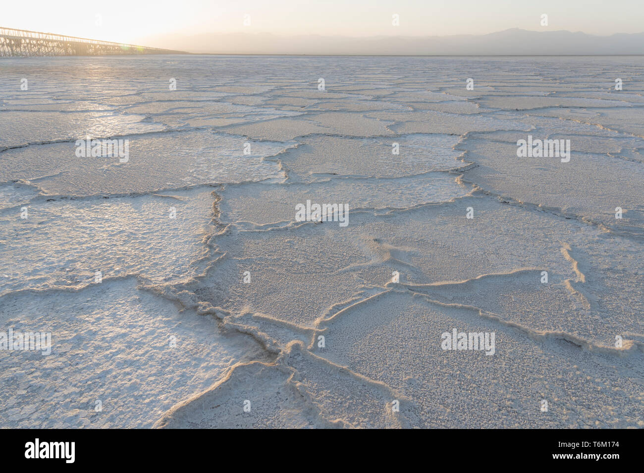 Sunset on the salt plains of Asale Lake in the Danakil Depression in ...
