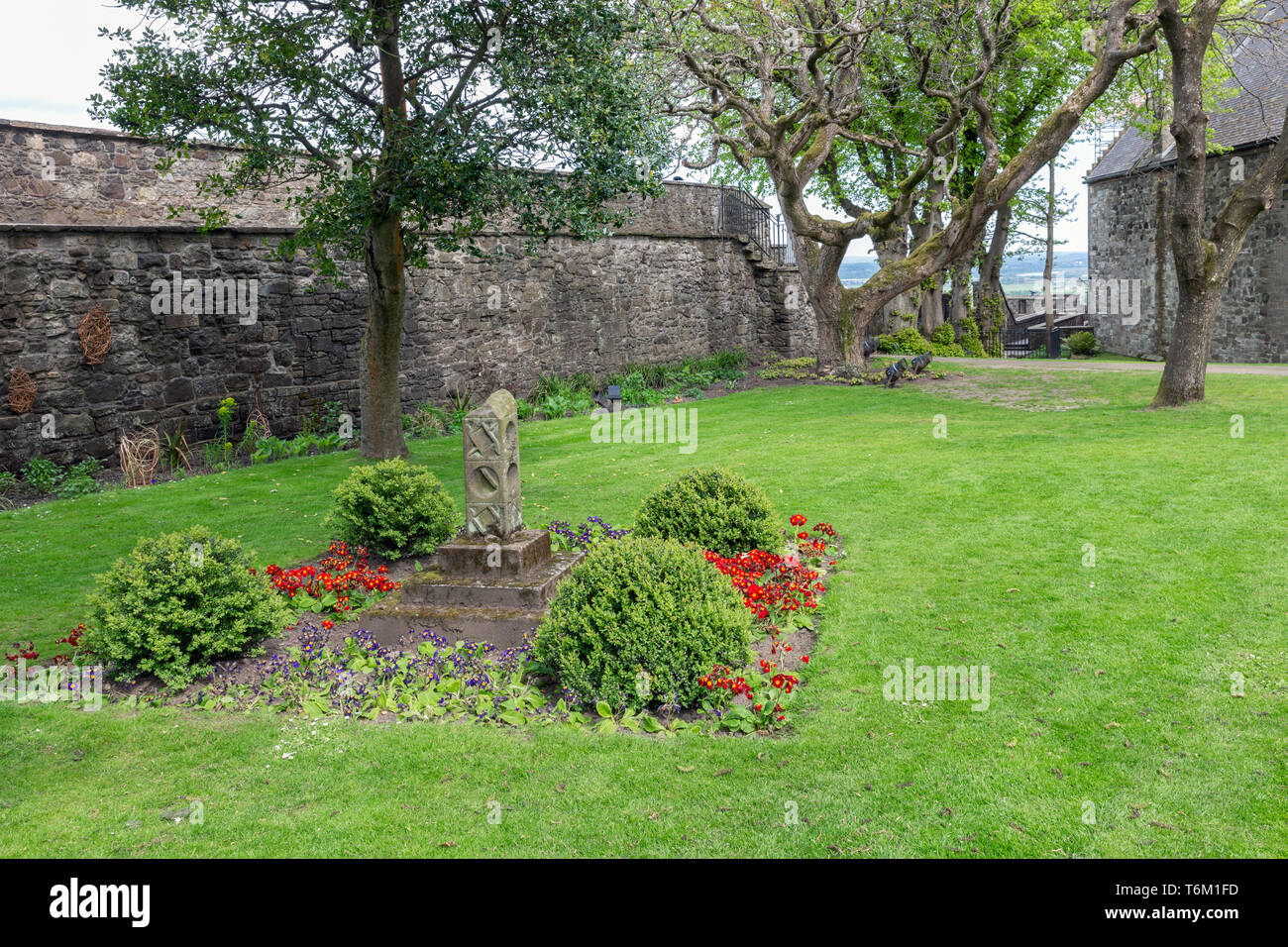 Courtyard Scottish Stirling Castle with trees and flowers Stock Photo ...