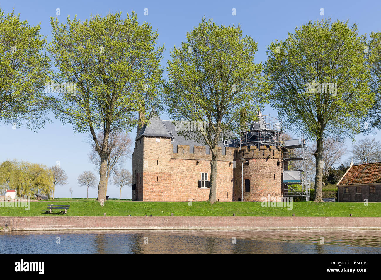 Dutch castle Radboud a medieval castle with scaffolding for maintenance ...