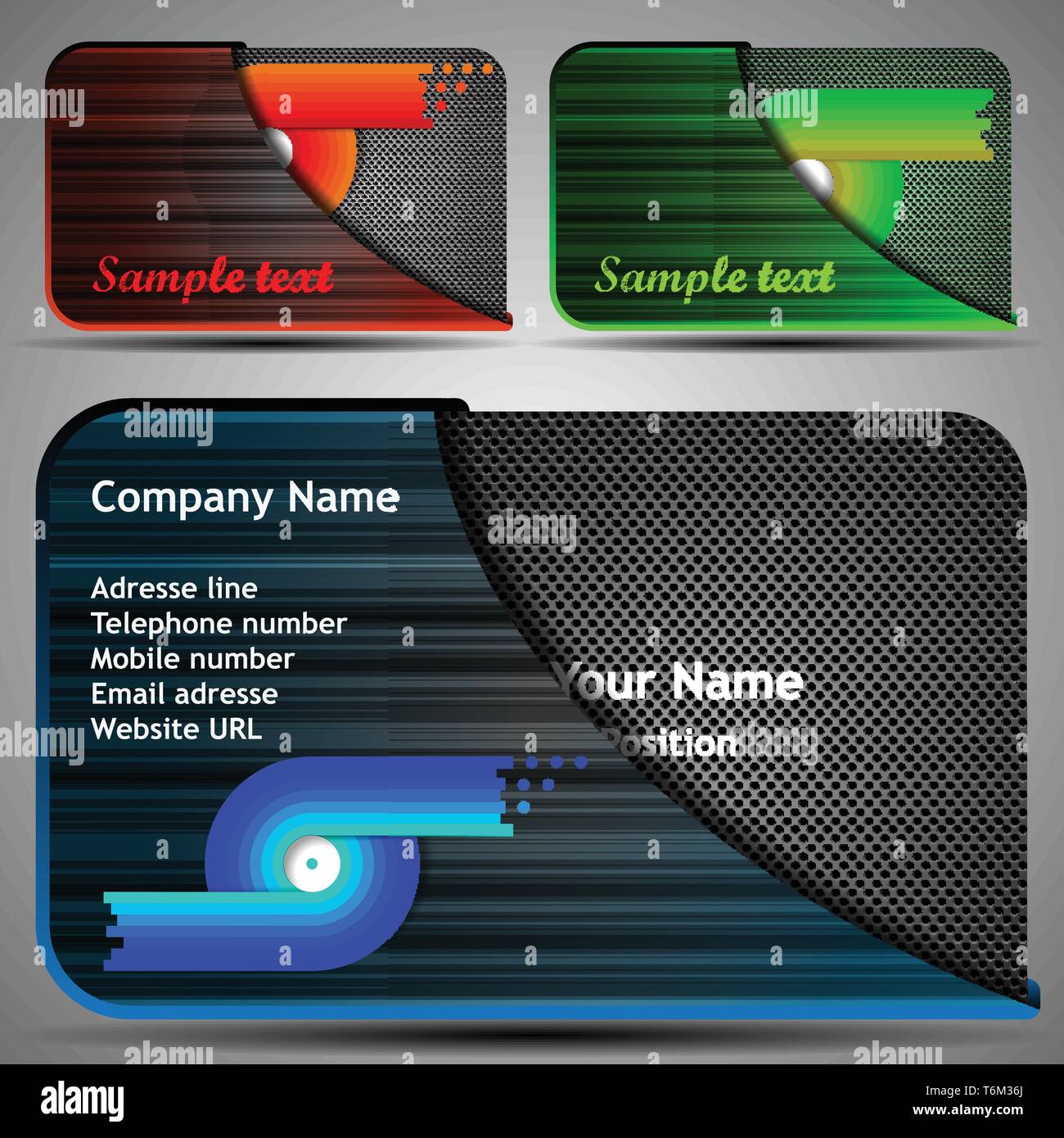 Colorful Futuristic Business Card Template Layout Set with Case ...