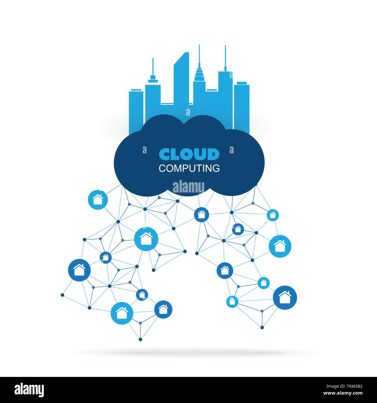 Cloud Computing Design Concept with Icons - Digital Network Connections ...
