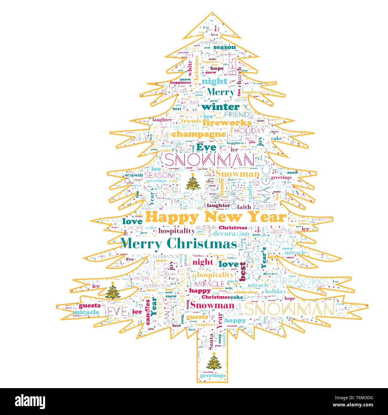 Merry Christmas word cloud in tree shape Stock Photo - Alamy