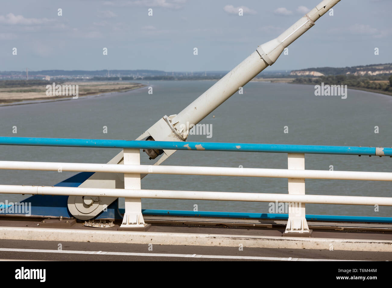 Construction detail of cable foundation Pont de Normandie, Franc Stock ...