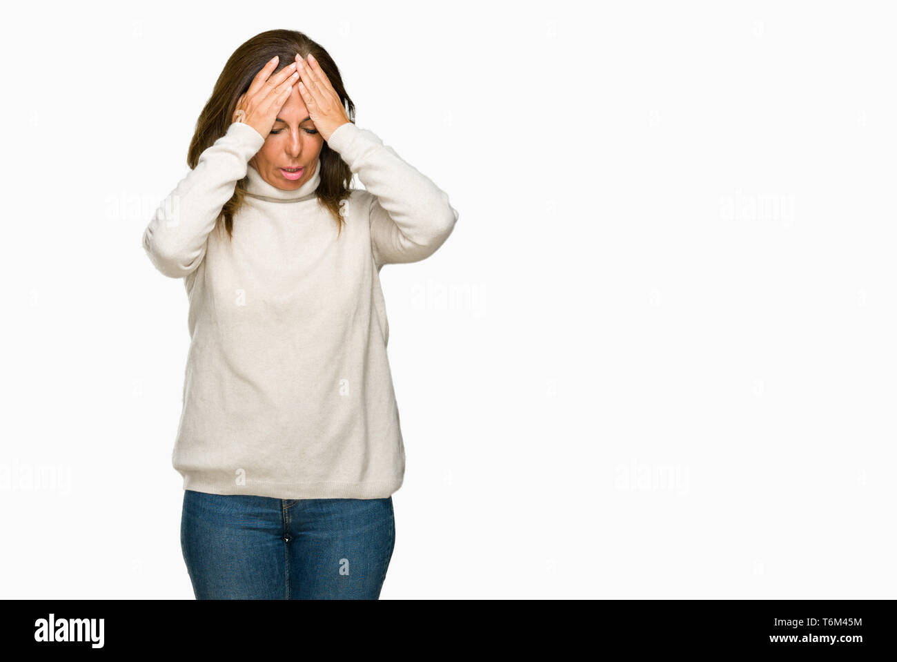 Suffering middle age woman portrait Cut Out Stock Images & Pictures - Alamy