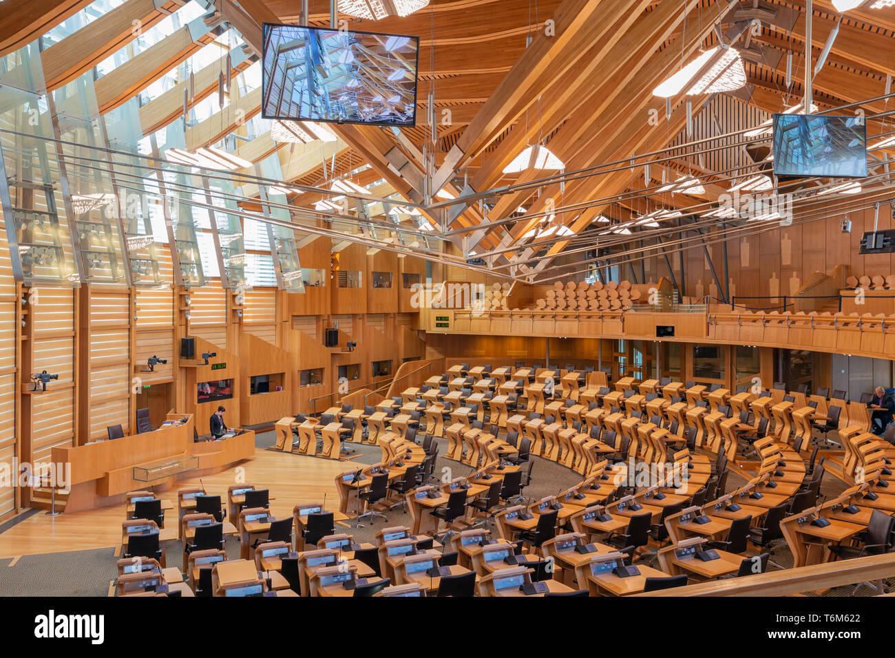 Interior Scottish parliament, the debating chamber Stock Photo - Alamy