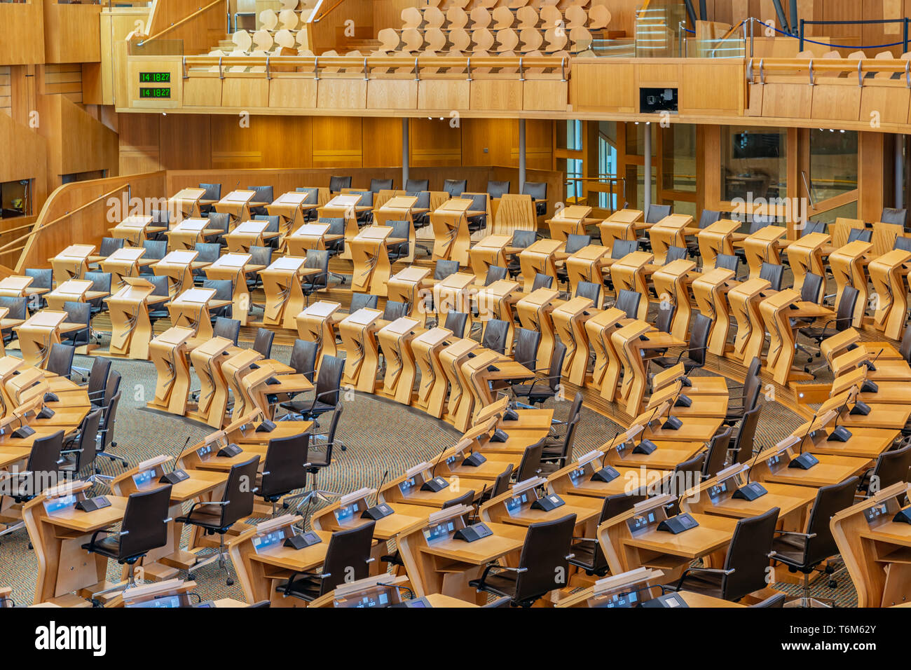 Interior Scottish parliament, the debating chamber Stock Photo - Alamy