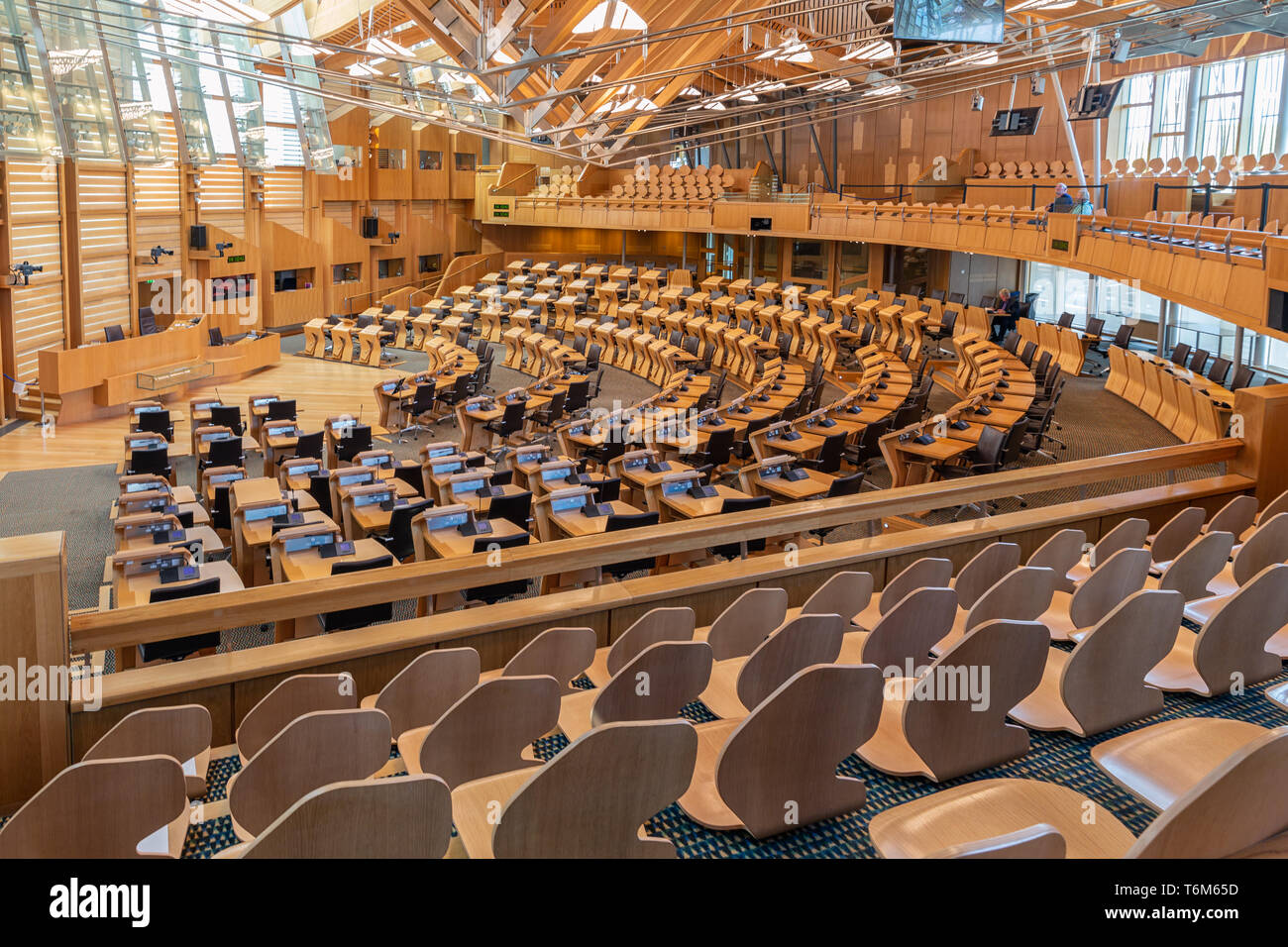 Interior Scottish parliament, the debating chamber Stock Photo - Alamy