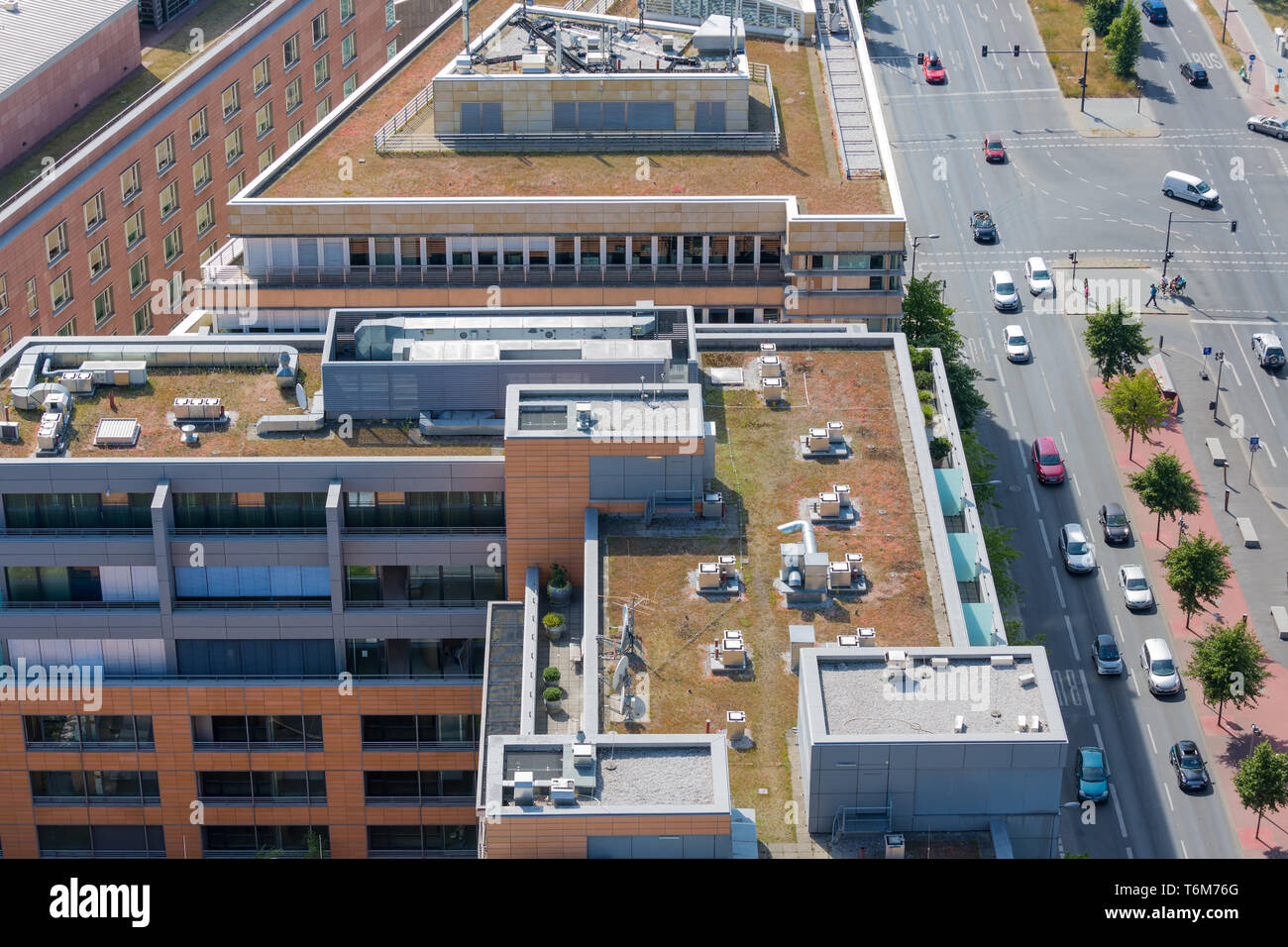 Aerial view at roofs modern office buildings Stock Photo - Alamy
