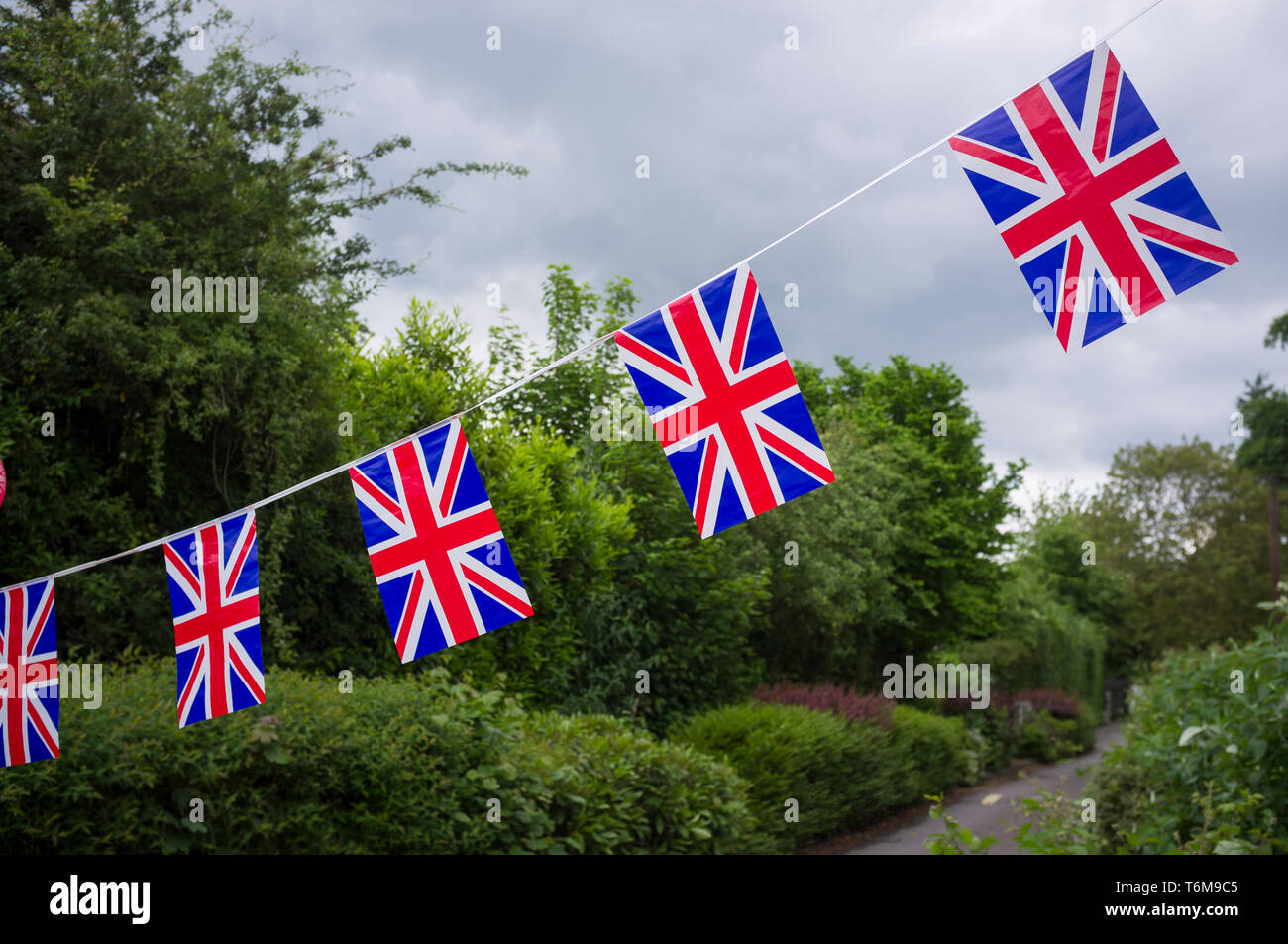 Union Flag bunting celebrating the Queen's Diamond Jubilee in 2012 ...