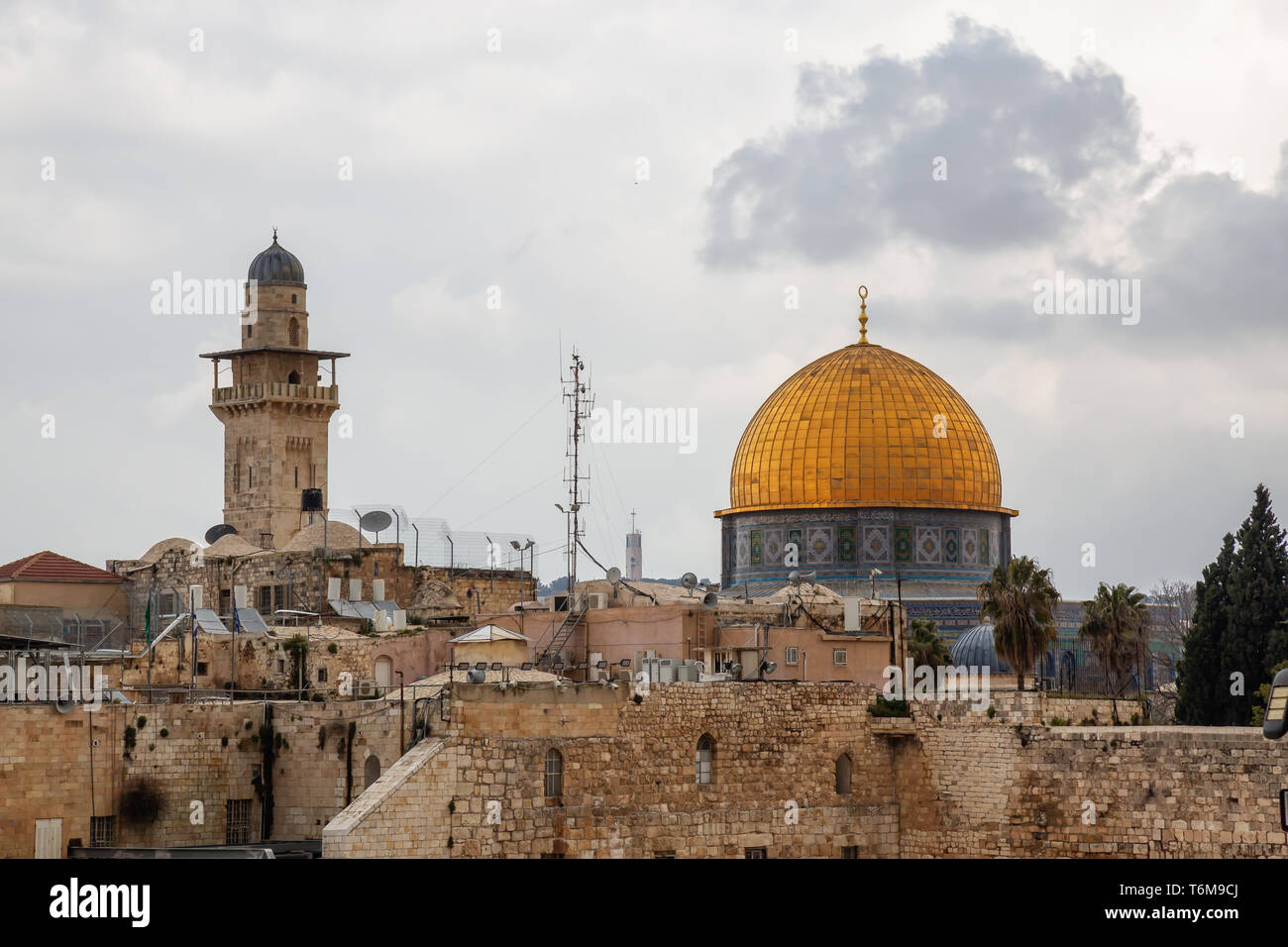 Jerusalem aerial western wall dome of the rock hi-res stock photography ...