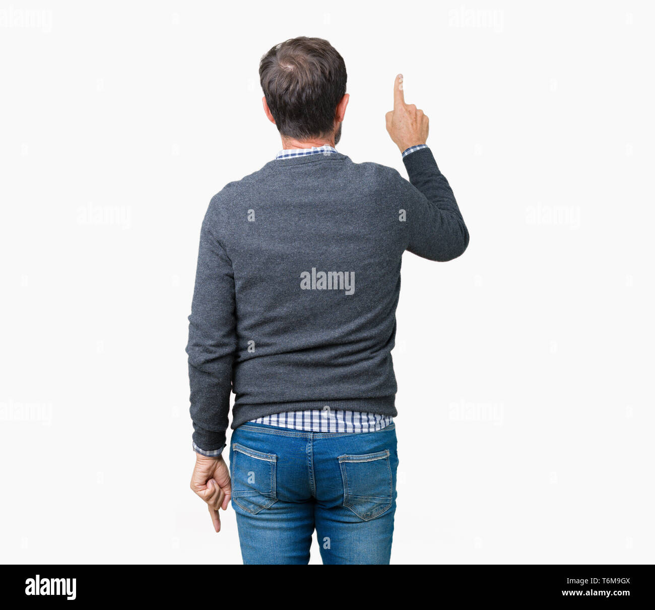 Old man sweater one person rear view hi-res stock photography and ...
