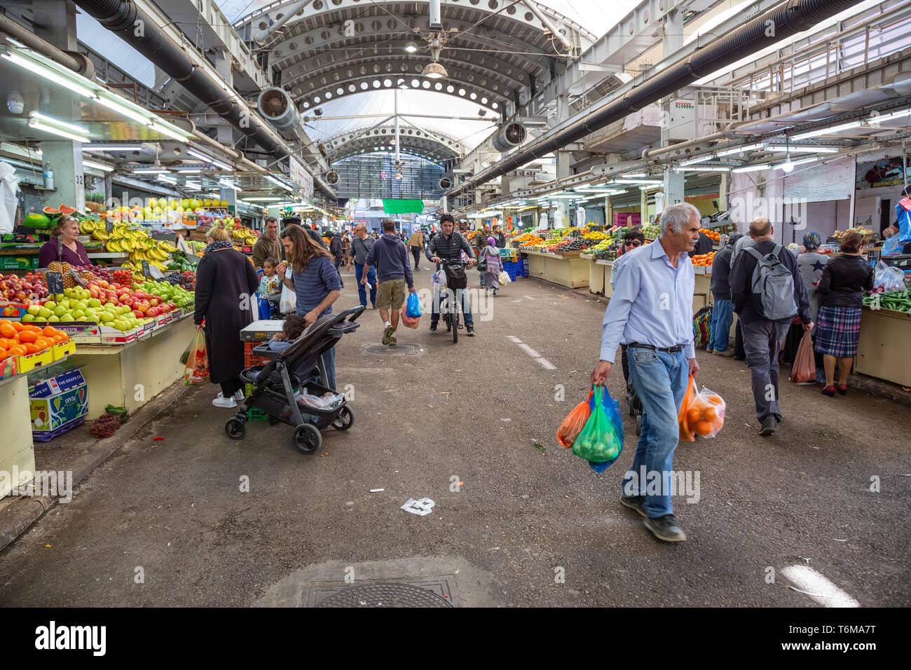 Petah Tikva, Center District, Israel - April 3, 2019: People shopping ...