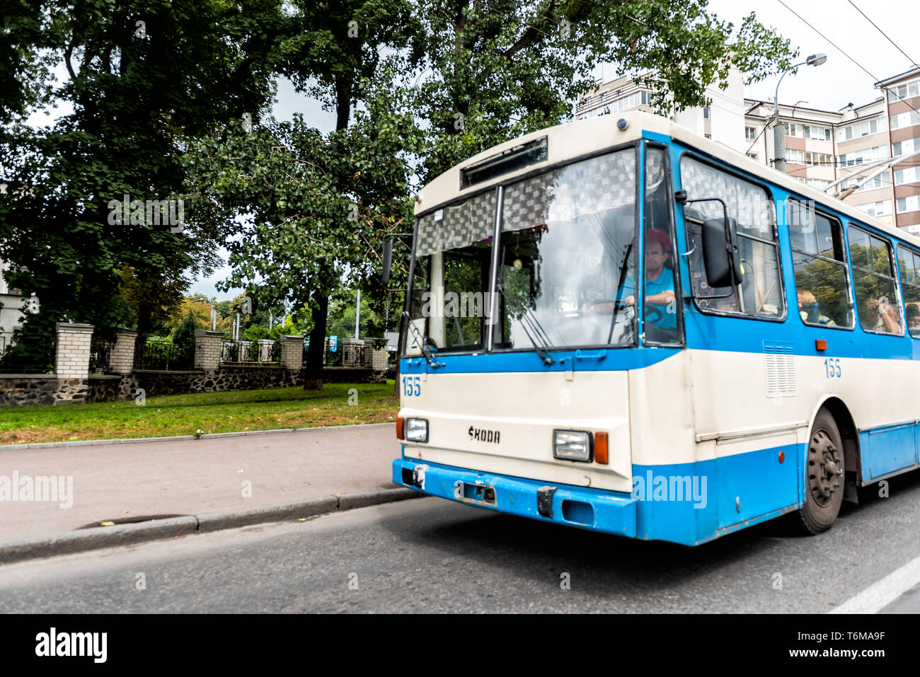 Rivne, Ukraine - July 23, 2018: Public transportation trolley bus in ...