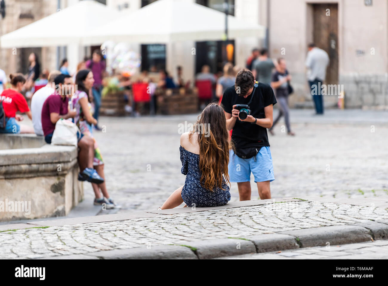 Lviv, Ukraine - July 30, 2018: Historic Ukrainian Polish Lvov city ...
