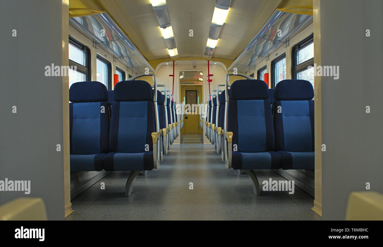Inside look at modern empty train wagon Stock Photo - Alamy