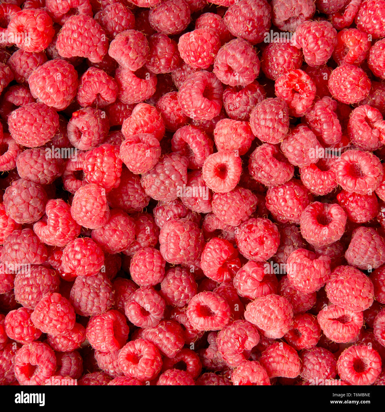 Fresh raspberries, top view. Flat lay, overhead, from above Stock Photo ...