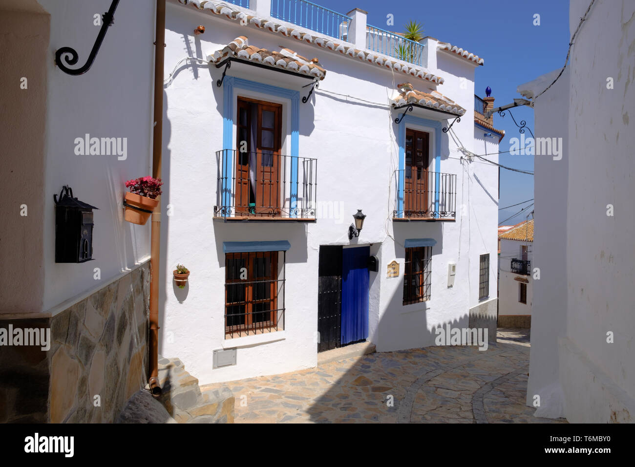The mountain top pueblo of Comares, Axarquia, Andalucia, Costa del Sol ...