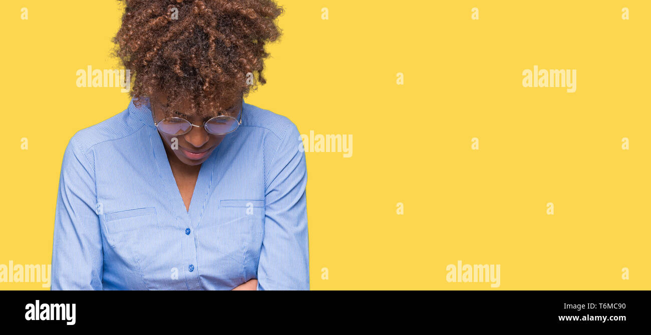 Beautiful young african american business woman over isolated ...