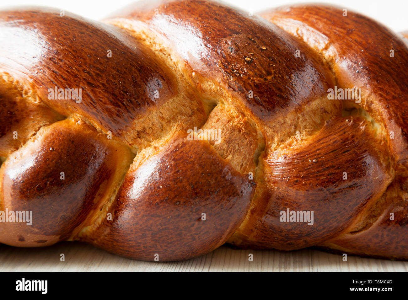 Homemade jewish challah bread, side view. Close-up Stock Photo - Alamy