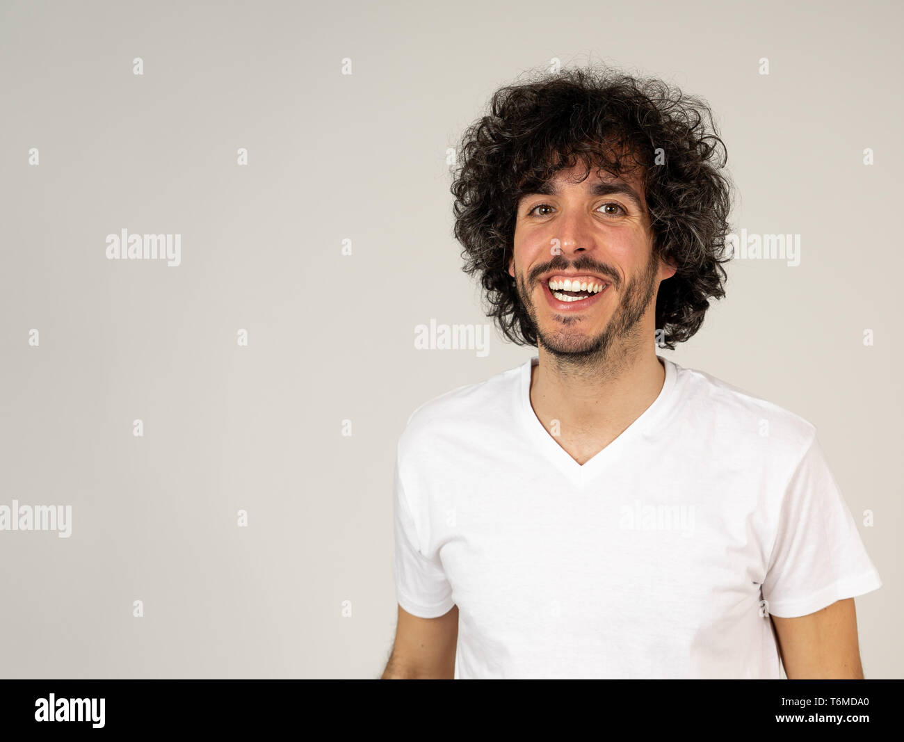 Portrait of attractive young model with happy face, beautiful smile and ...