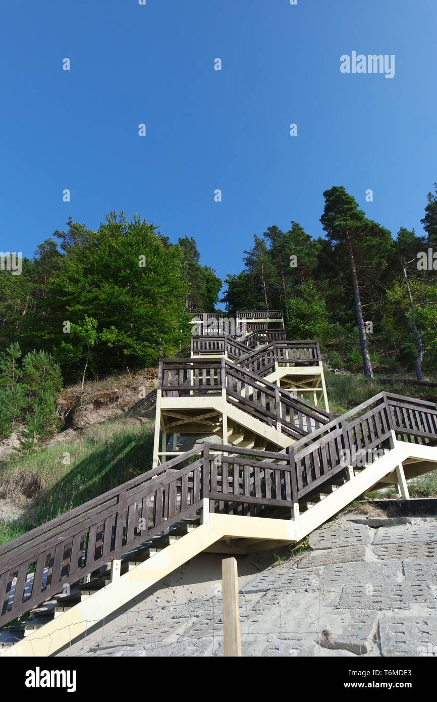 Wooden staircase on the Baltic Sea cliff Stock Photo - Alamy
