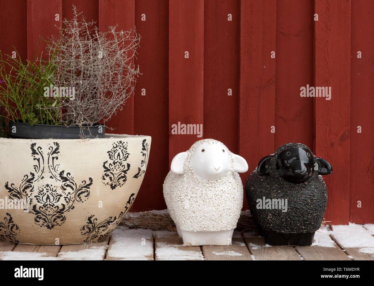 Sheep decorations in Sae Farm, Kolga Stock Photo - Alamy