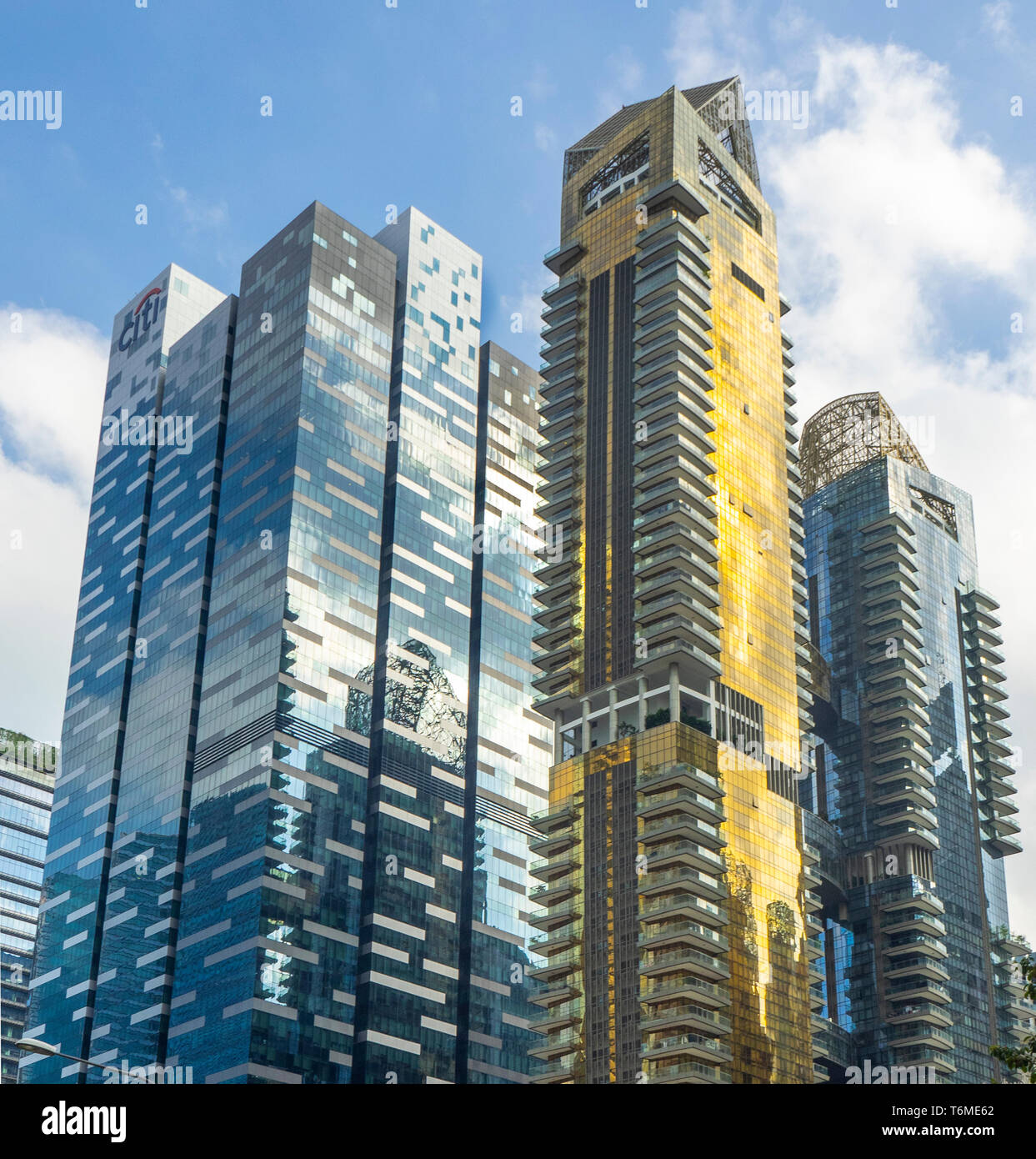 Towering skyscrapers and residential towers and sky in downtown ...