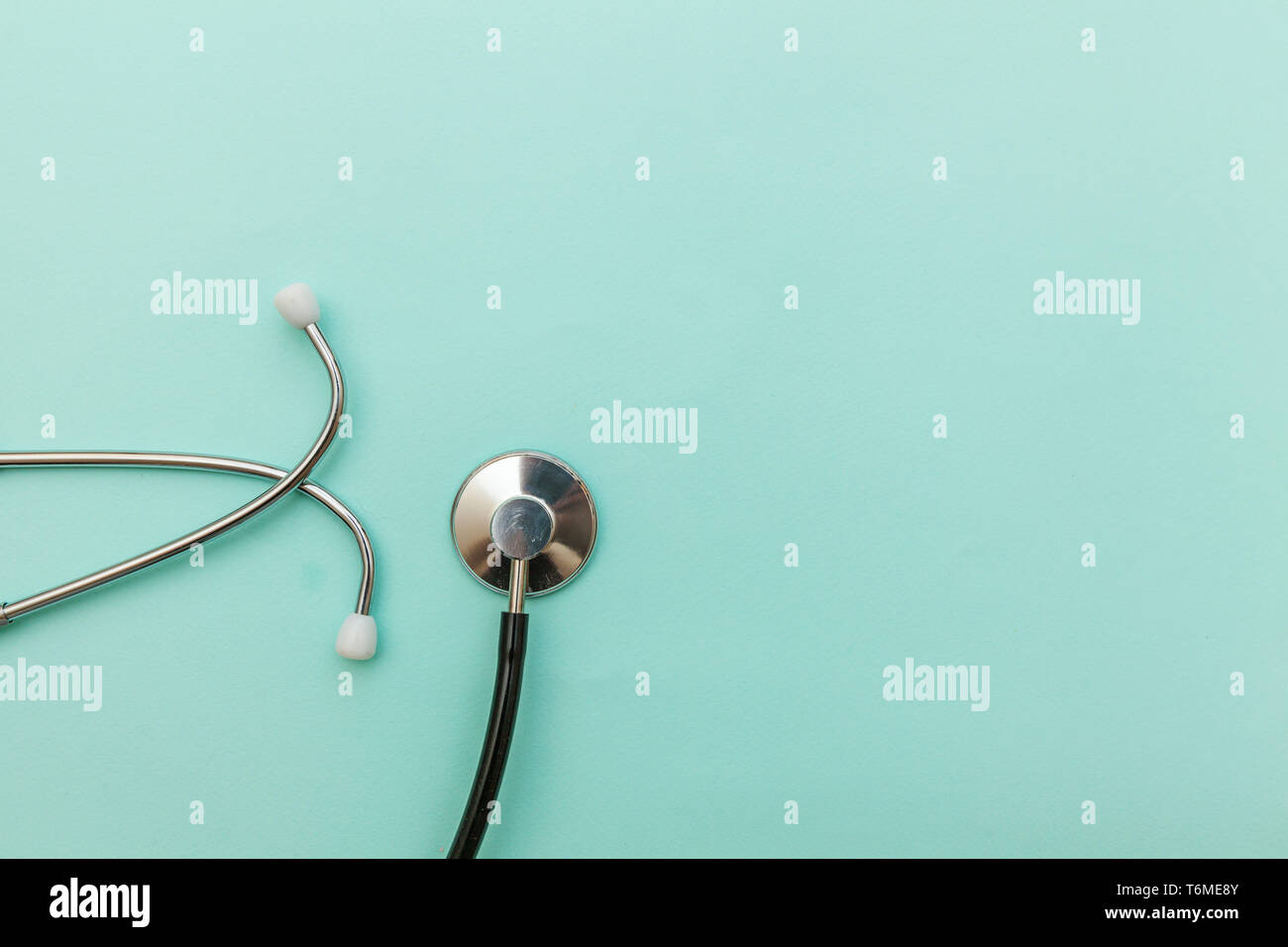 Simply minimal design with medicine equipment stethoscope or phonendoscope isolated on trendy ...