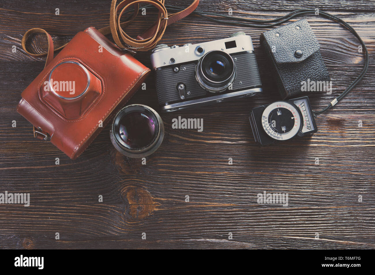 Exposure meter and retro camera Stock Photo - Alamy