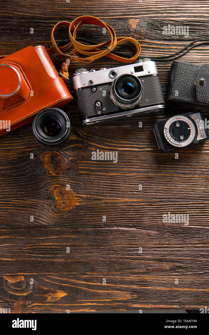 Exposure meter and retro camera Stock Photo - Alamy