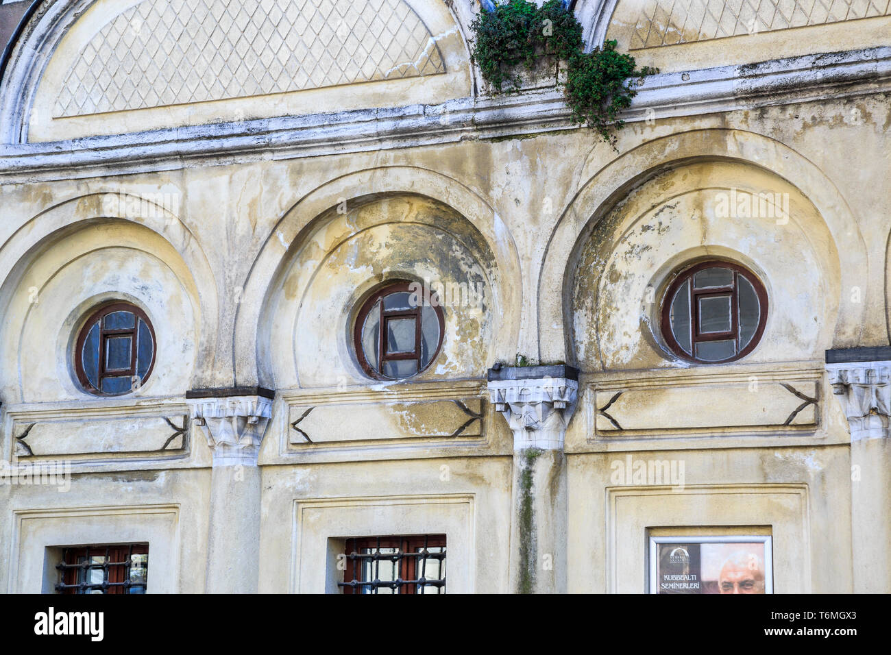 old wall with round Windows Stock Photo - Alamy