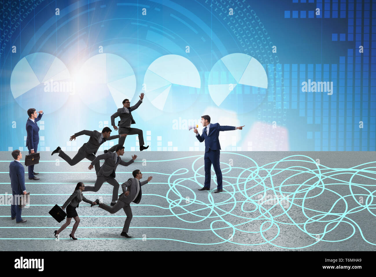 Business people in uncertainty concept Stock Photo - Alamy