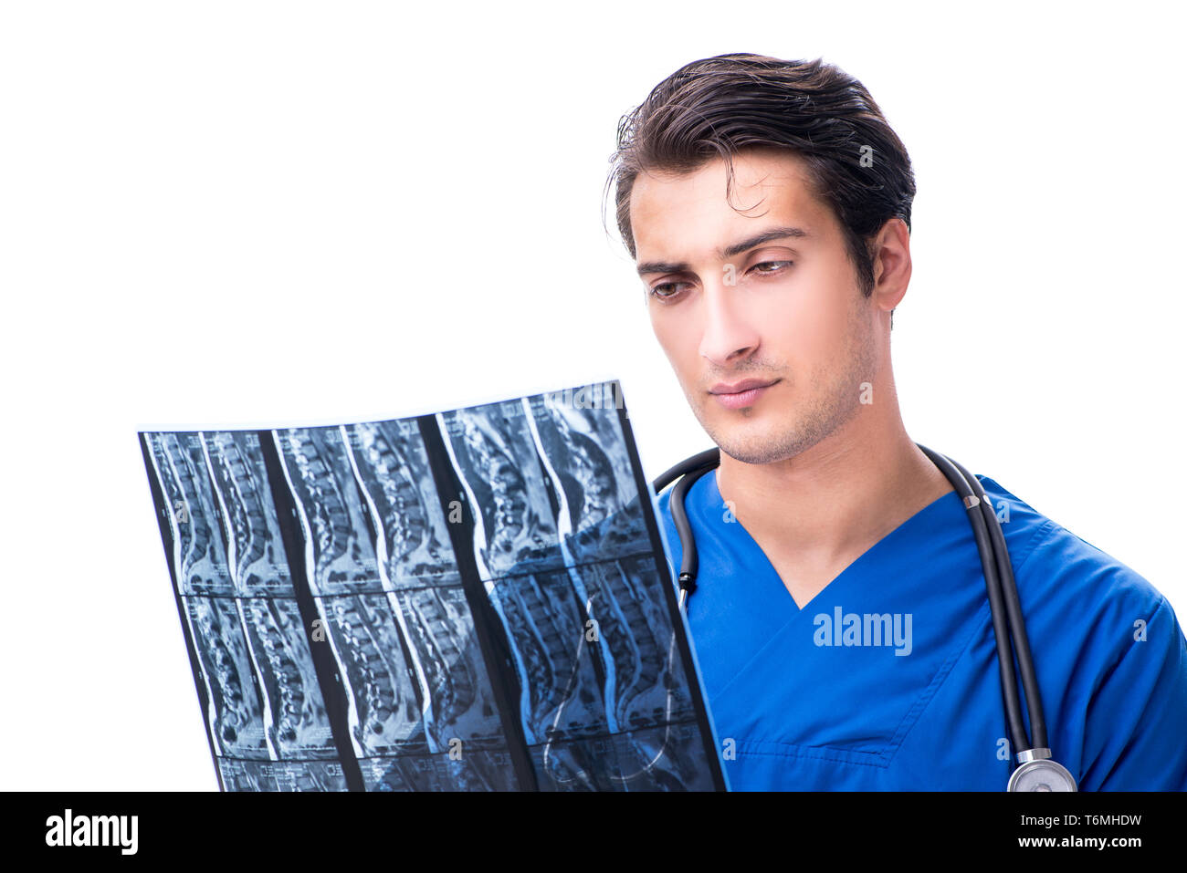 Radiologist doctor with x-ray image isolated on white Stock Photo - Alamy