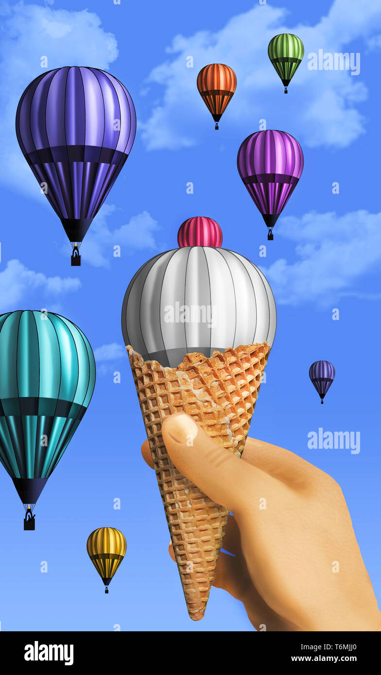 Summer fun includes hot air balloons and ice cream Stock Photo - Alamy