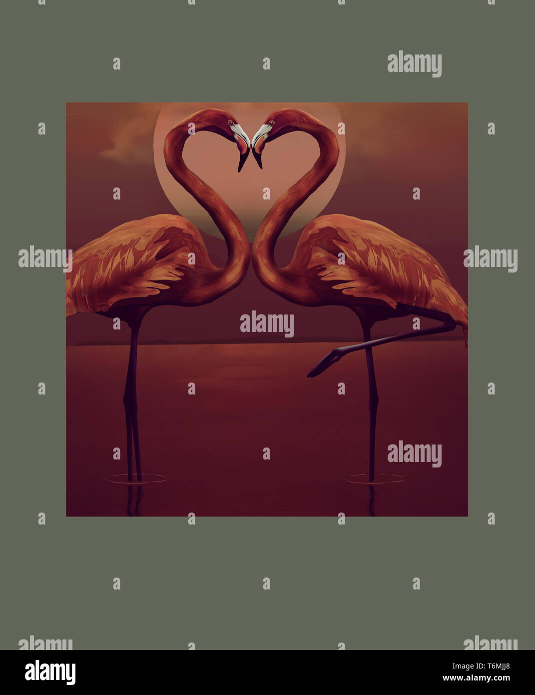 Pink flamingo heart shape hi-res stock photography and images - Alamy