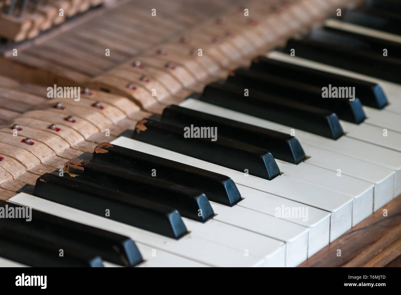 Close up of keys of an old vintage piano Stock Photo - Alamy