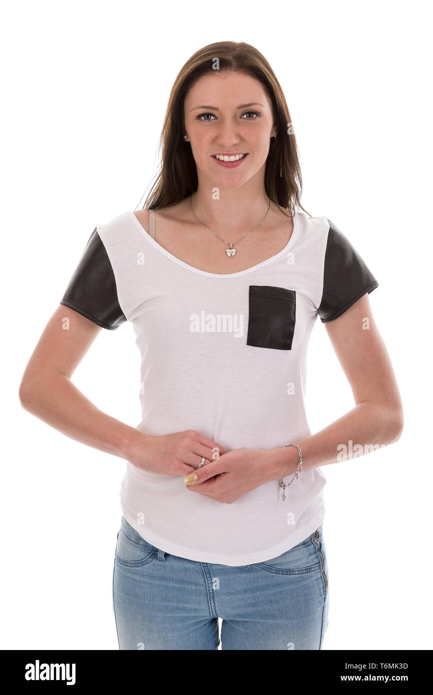 Woman shy expression hi-res stock photography and images - Alamy