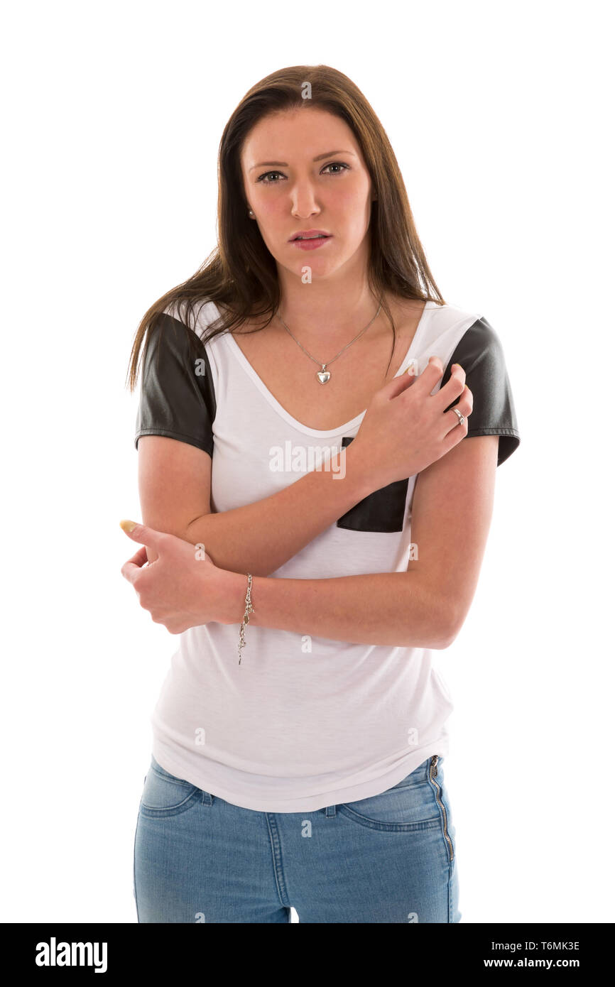 Shy embarrassed young woman hi-res stock photography and images - Alamy