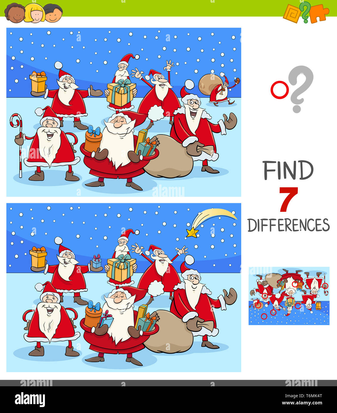 differences game with Santa Claus Christmas characters Stock Photo - Alamy